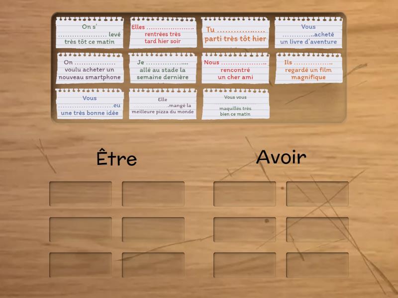 Passé composé-choix auxiliaire - Group sort