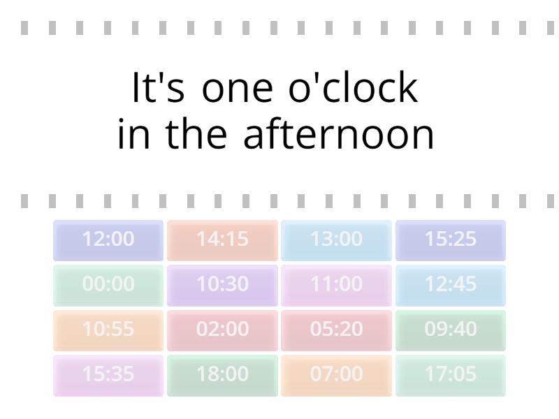 Time: from 12 to 24-hour format - Find the match