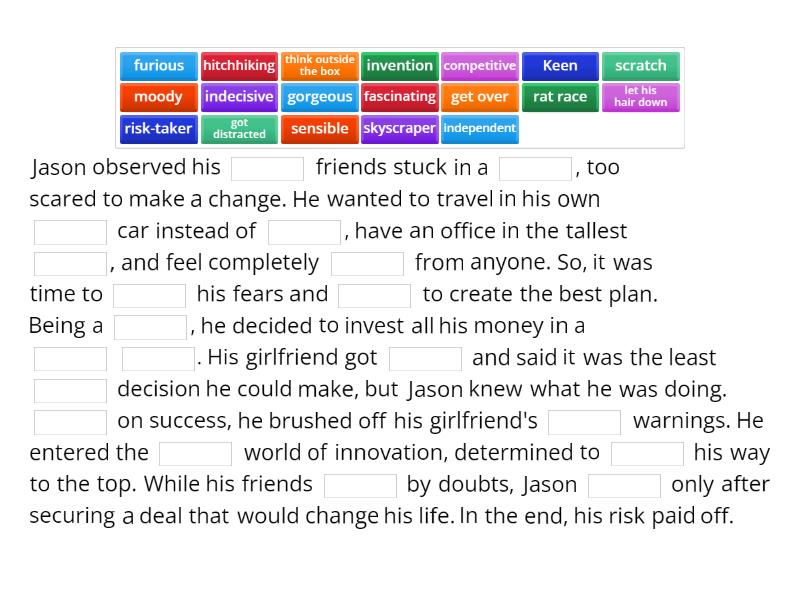 Millionaire Story (Vocabulary Revision) - Complete the sentence