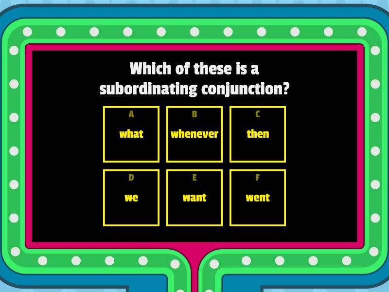 HM Subordinating conjunctions quiz - Gameshow quiz