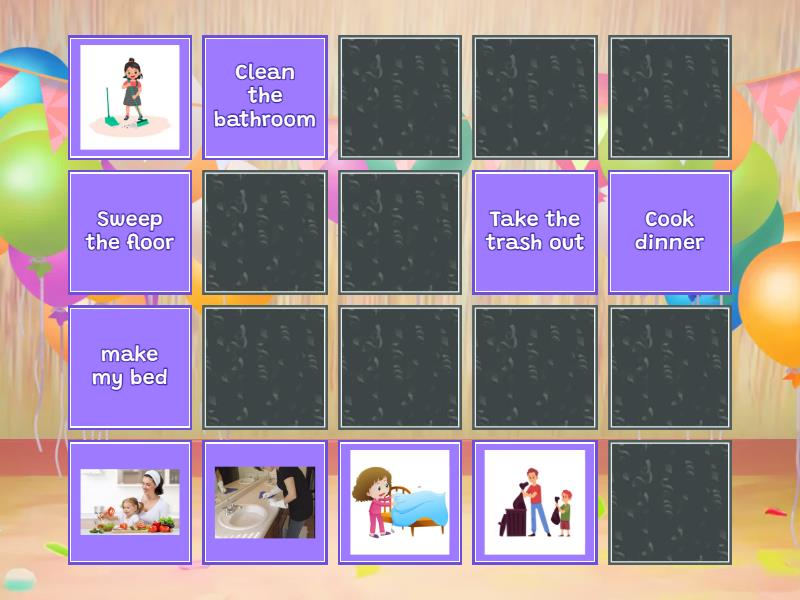 Grade 5. Helping at home - Matching pairs