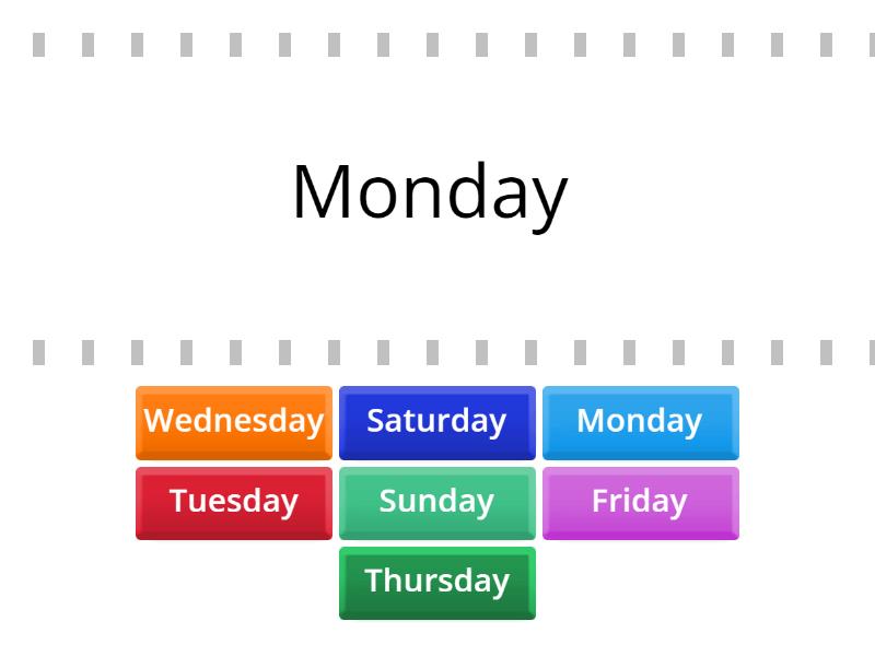 Days of the week spell - Find the match