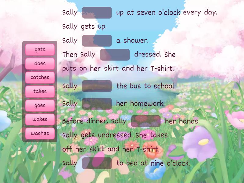 Sally's routine - KB3 - T.Carla. - Complete the sentence