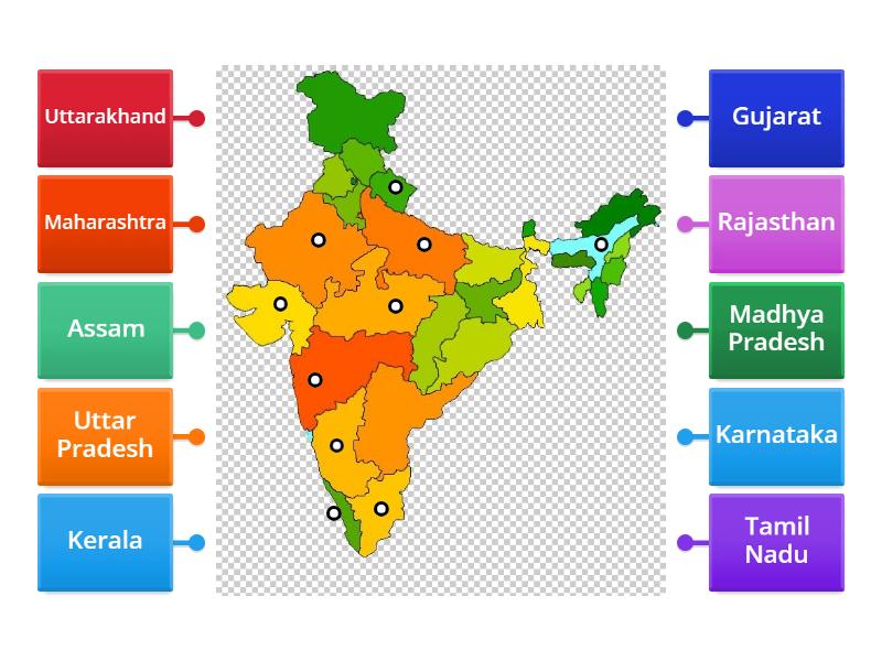 POLITICAL MAP OF INDIA - Labelled diagram
