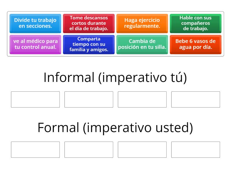 Imperativos formales e informales - Group sort
