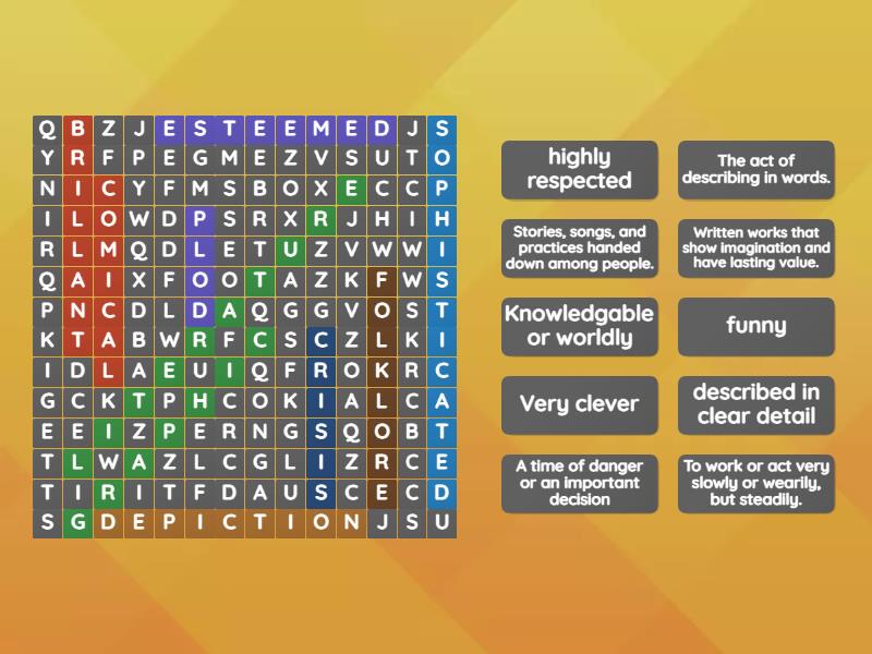 Unit 7- Lesson 1- Language & Writing - Wordsearch