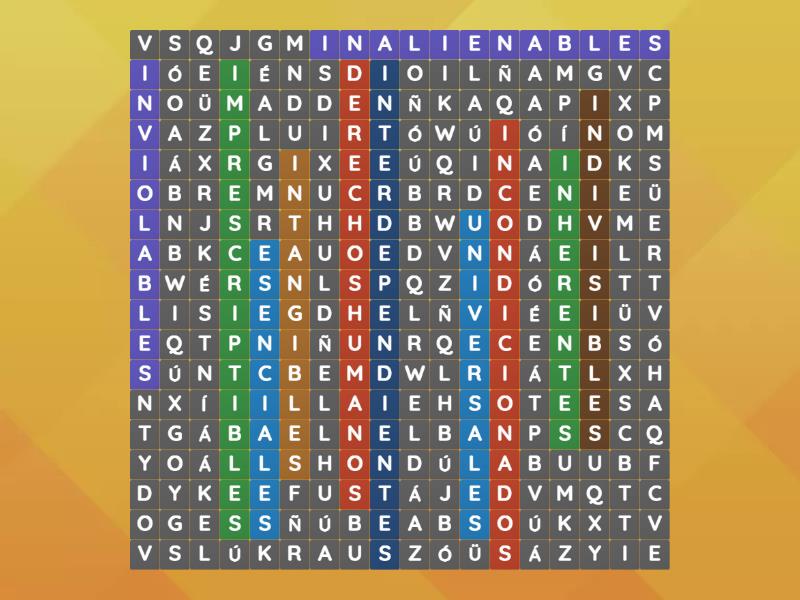 Caracteristicas de los Derechos humanos - Wordsearch