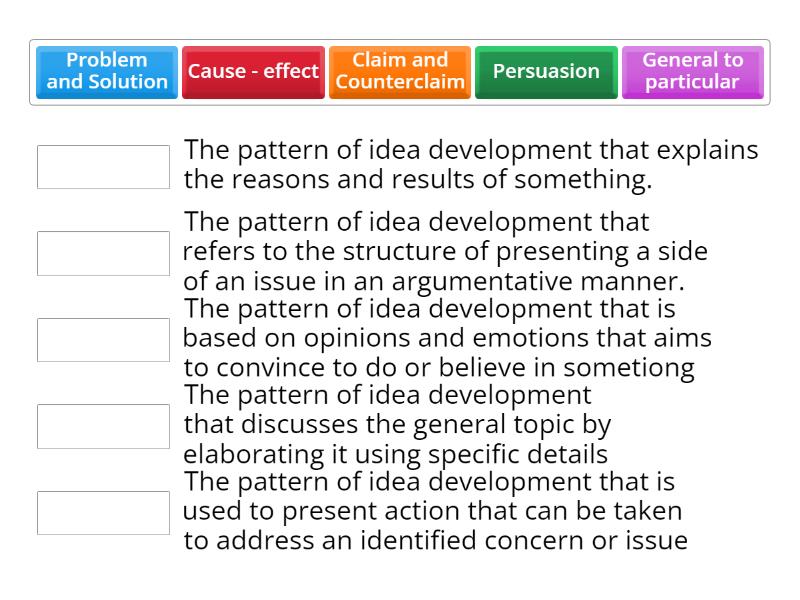 Pattern of Idea Development - Match up