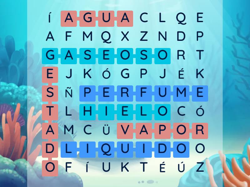 "Los Estados del Agua". - Sopa de letras