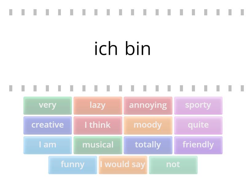 Yr7 German ich bin - Find the match