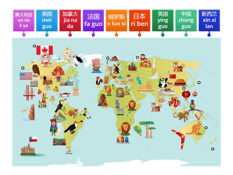 Find the countries in the map - Labelled diagram