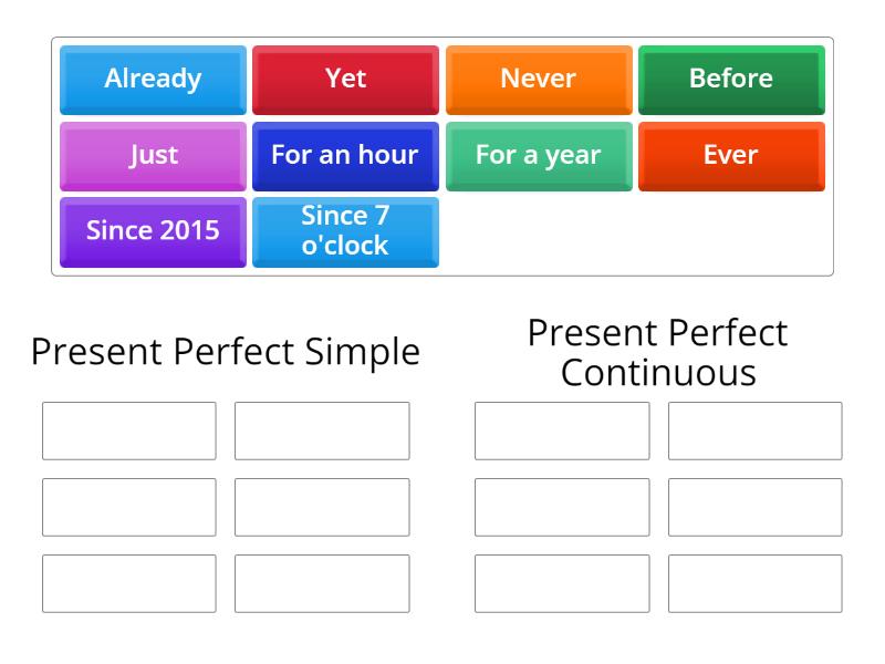 Present Perfect Simple/Cont - Group sort
