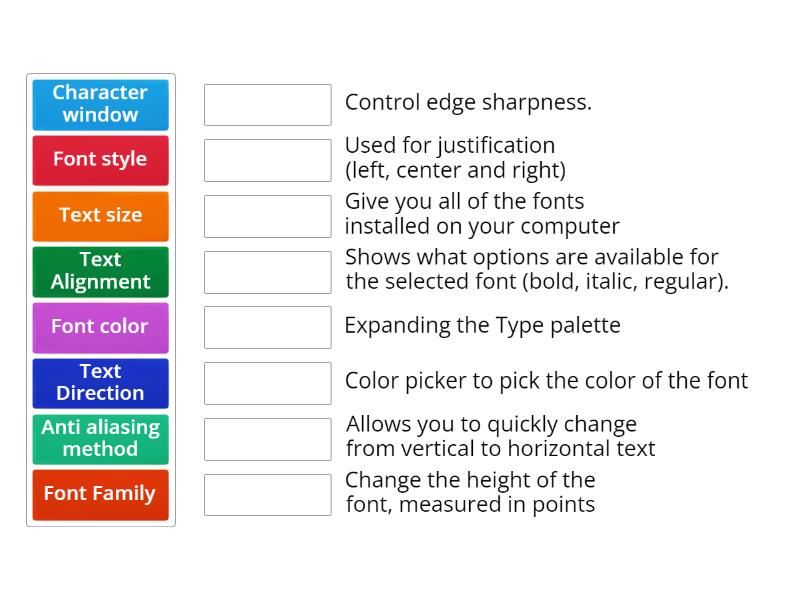 Type Tool (Option Bar) - Match up