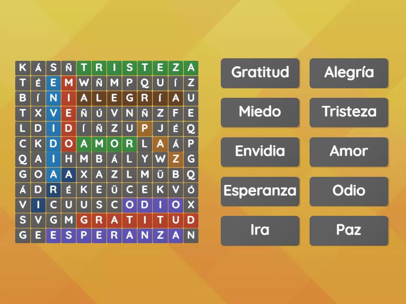 Sopa de letras de Emociones - Wordsearch
