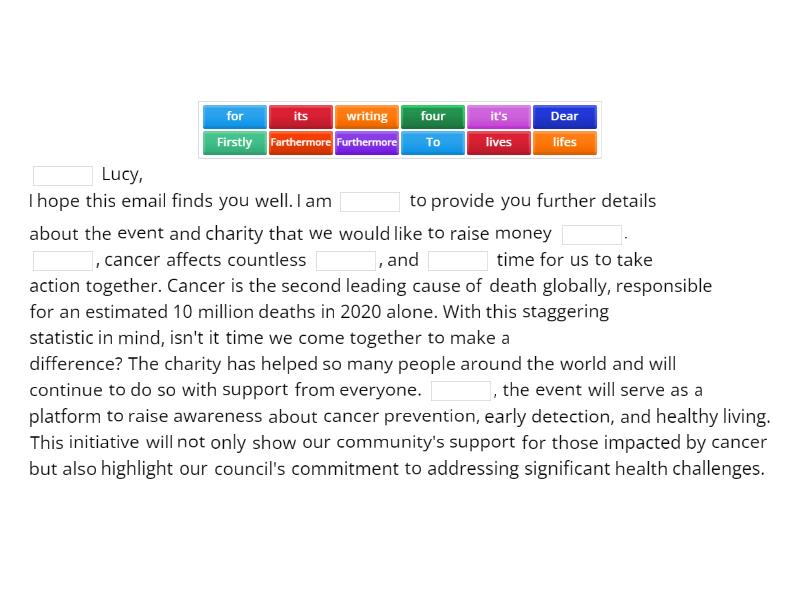 Charity. - Complete the sentence