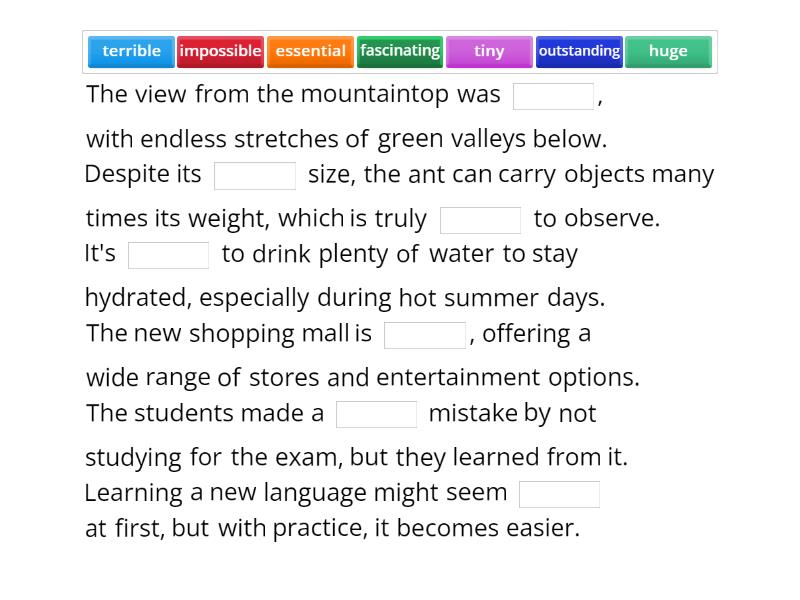 extreme adjectives B1 - Complete the sentence