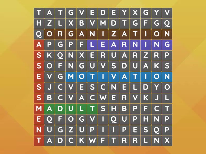 Adult Learning - Wordsearch