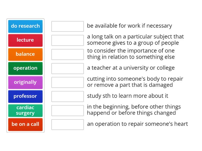 Pre teaching vocab - Match up