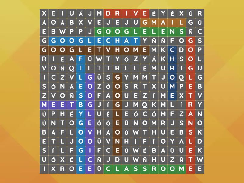 Aplicaciones de Google - Sopa de letras