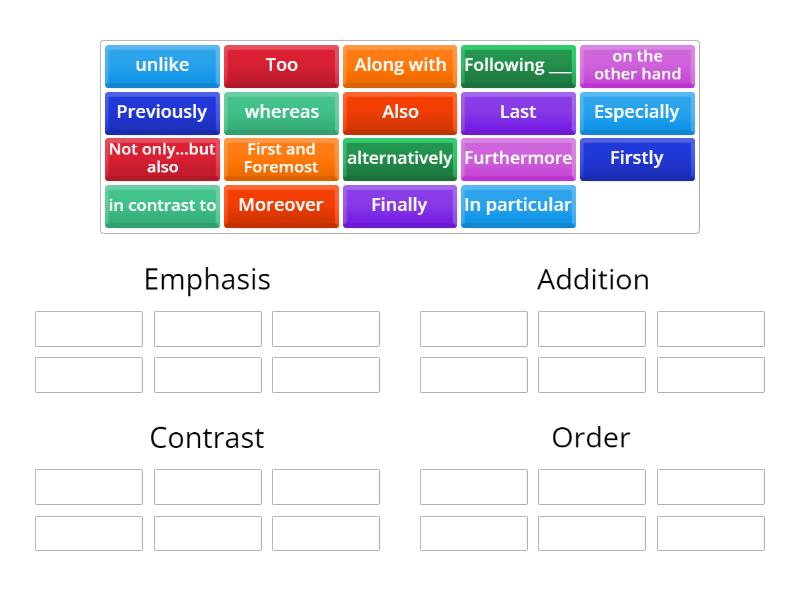 Transition Words - Group sort