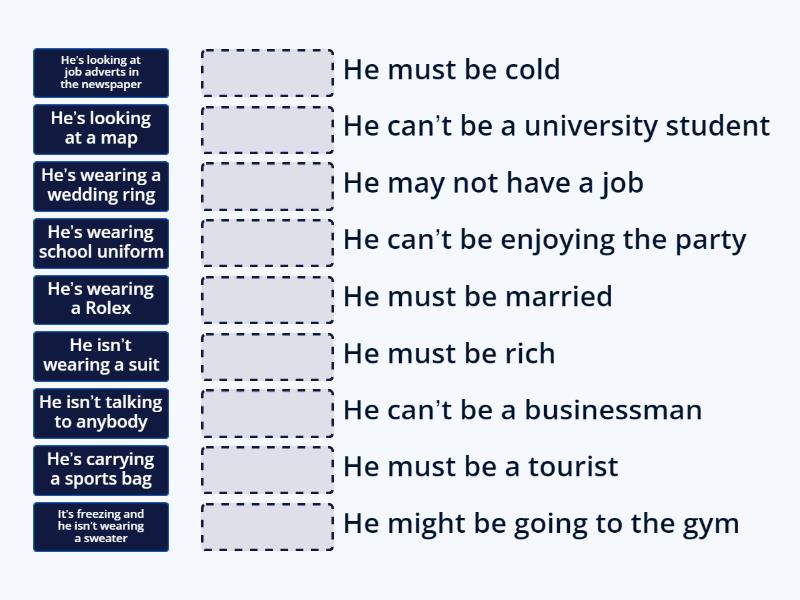 Making deductions- modal verbs - Match up