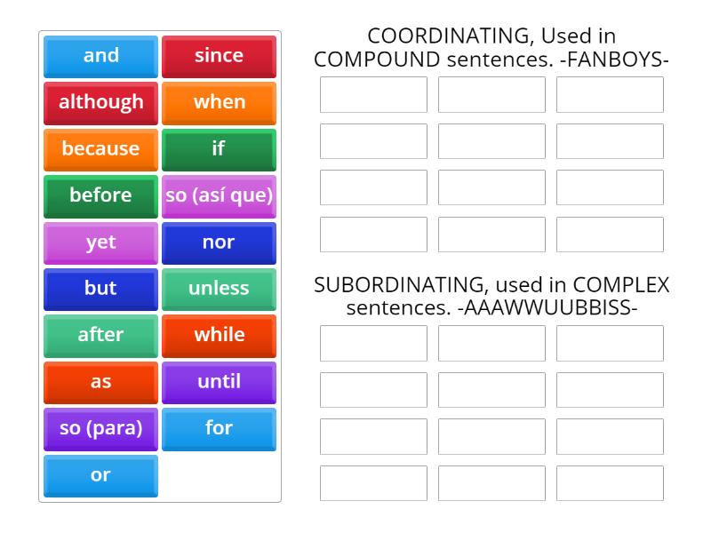 CONJUNCTIONS - Group sort