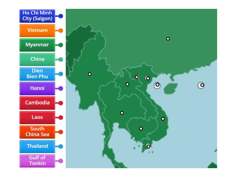 Indo China map practice - Labelled diagram