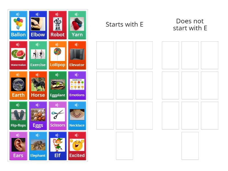 Letter E - Group sort