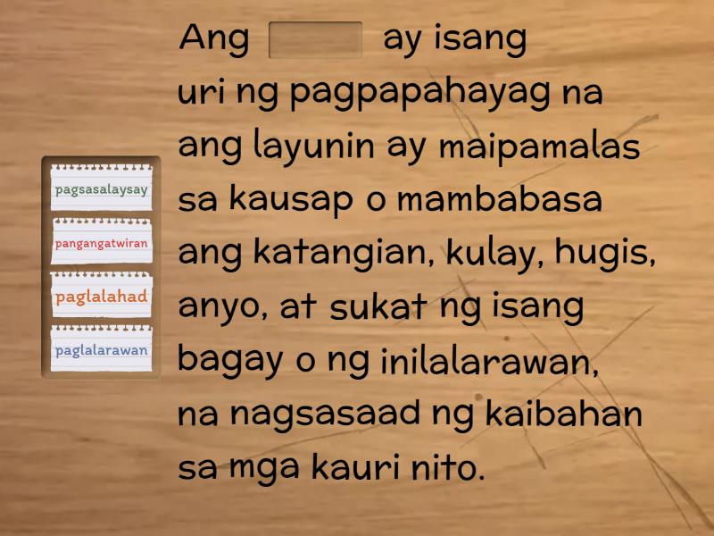 Balik-tanawin Natin! Iba’t ibang paraan ng pagpapahayag - Complete the ...