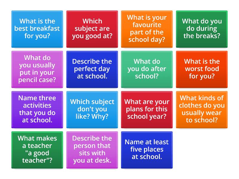 Back to school (Speaking cards) - Flip tiles