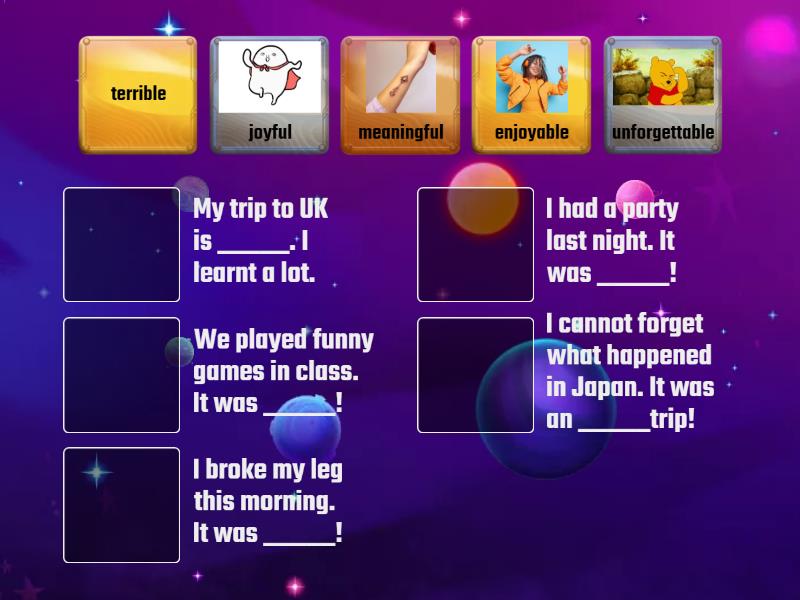 Adjectives for EVENTS and MEMORIES - Match up