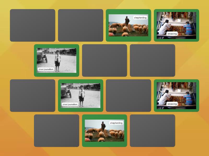 Past Professions Matching Game - Matching pairs