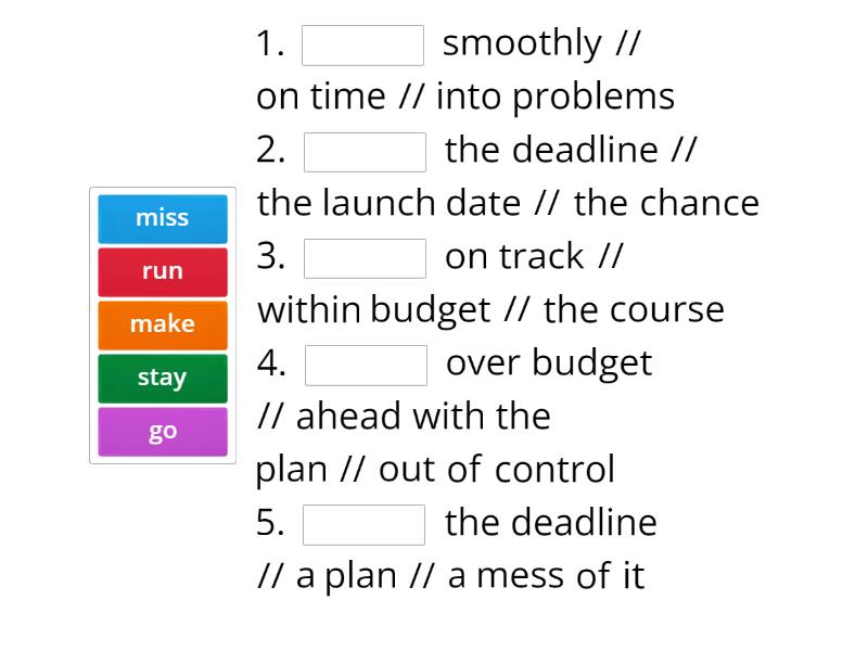 Business Result Upper U3 On Schedule COLLOCATIONS - Complete the sentence