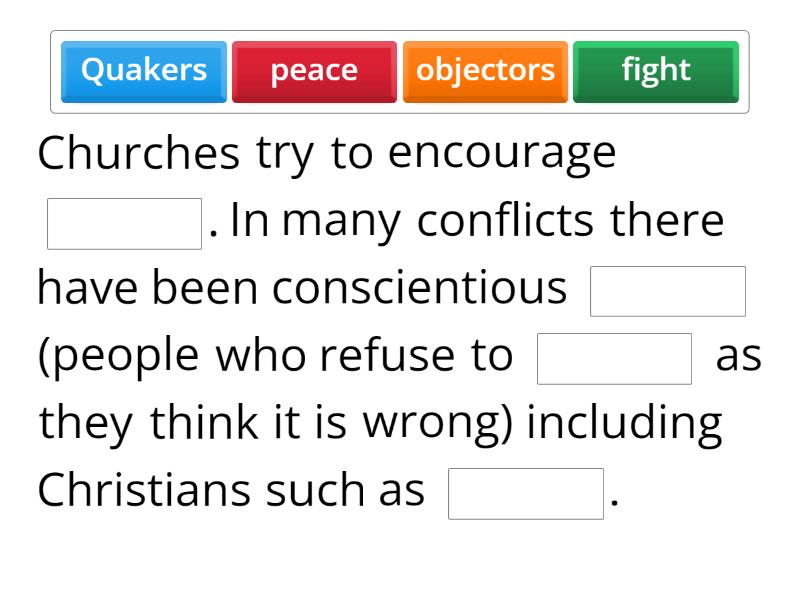 6) Year 11 RE Homework - Week 34 - Peace and Conflict - Complete the ...