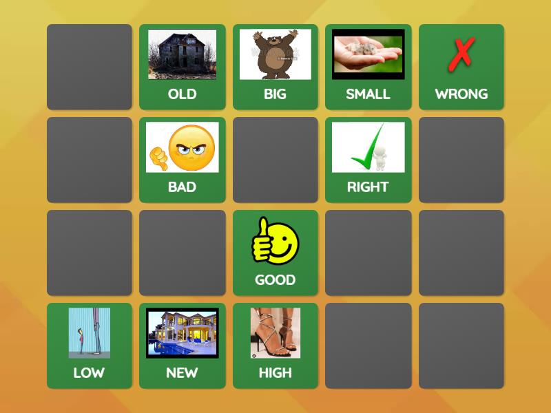 MEMORY GAME - OPPOSITE ADJECTIVES - Matching pairs