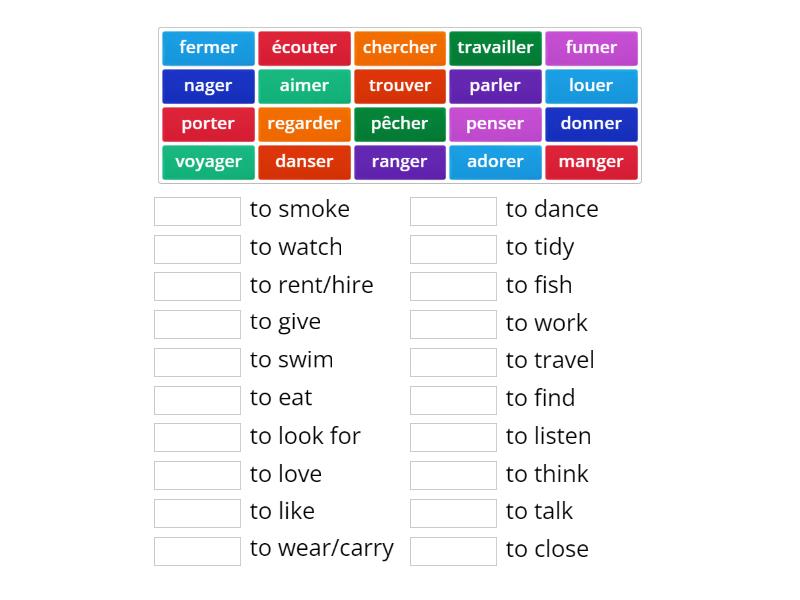 French Verbs 1-20 - Match up