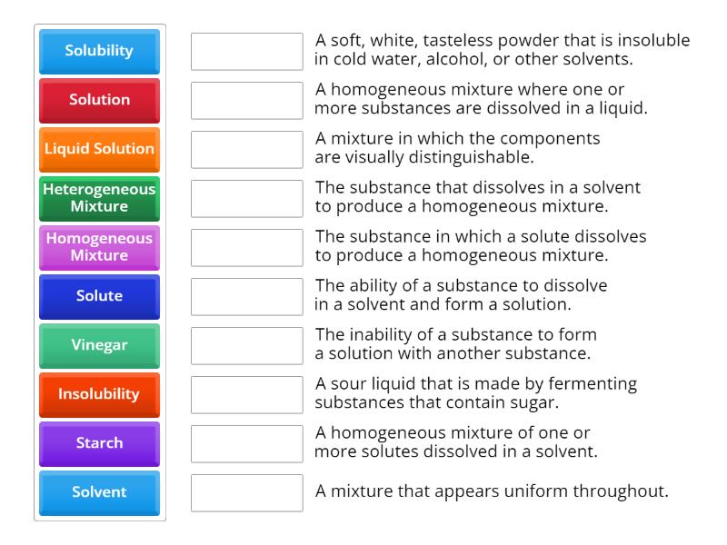 U3. Solubility of Substances in Water - Match up