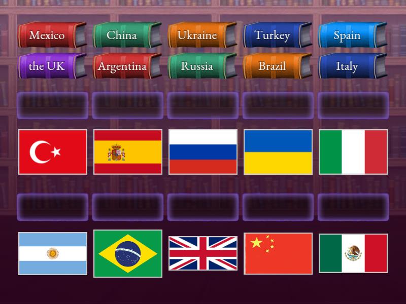 Match the flags. - Match up