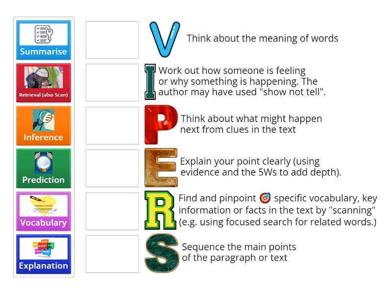 Comprehension skills VIPERS - Match up