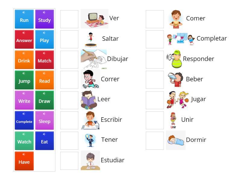 3AB:Match the Verbs with their Meaning / Une los Verbos con su ...