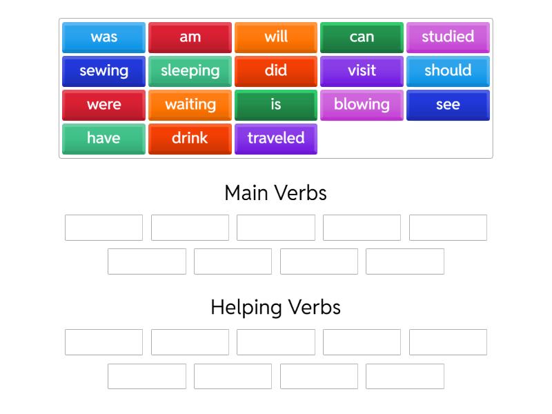 Main & Helping Verbs Grade 3 - Ordenar por grupo