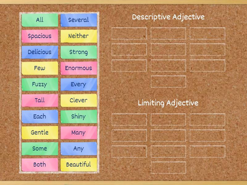 Limiting and Descriptive Adjective 3P - Group sort