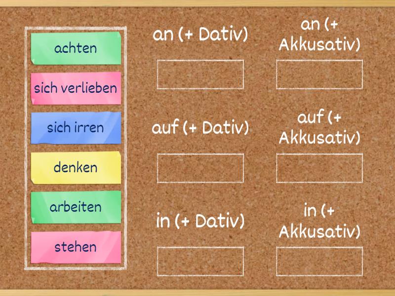 Verb + Präposition mit Dativ oder Akkusativ - Group sort