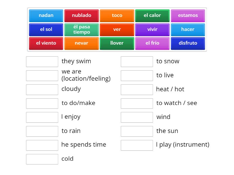 what you do in summer part 2 of 3 oak national Spanish Year 9 - Match up