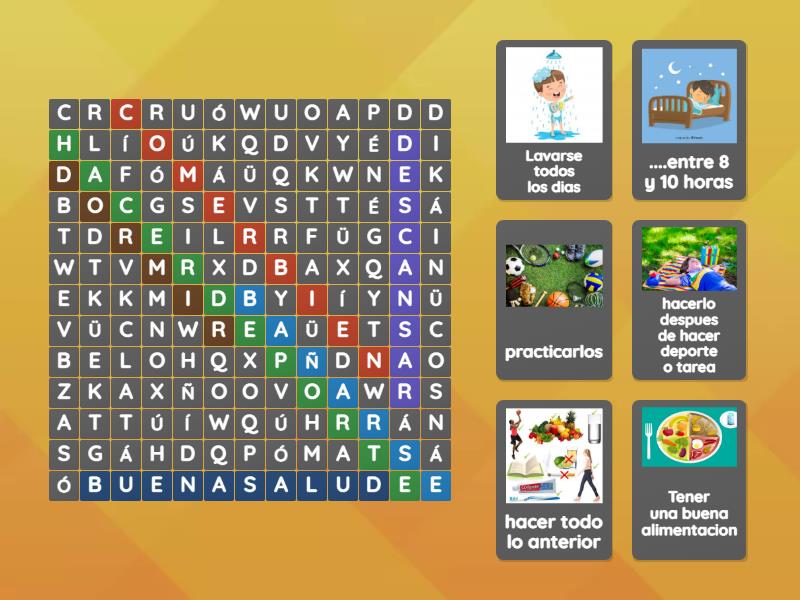 Sopa de Letras Vida saludable - Wordsearch Sopa de Letras Vida saludable - Wordsearch