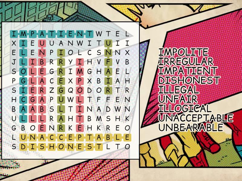 NEGATIVE ADJECTIVES - Wordsearch