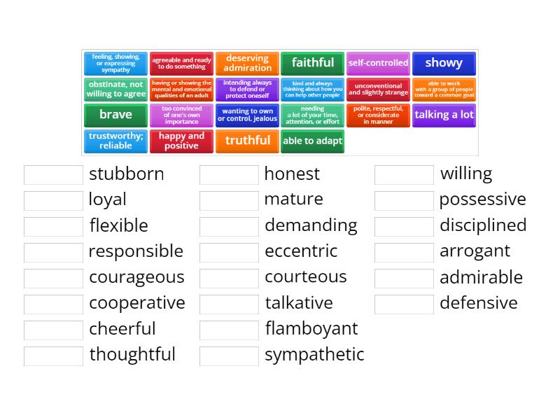 GE B2 Unit 8 Personality (Vocabulary) - Match up