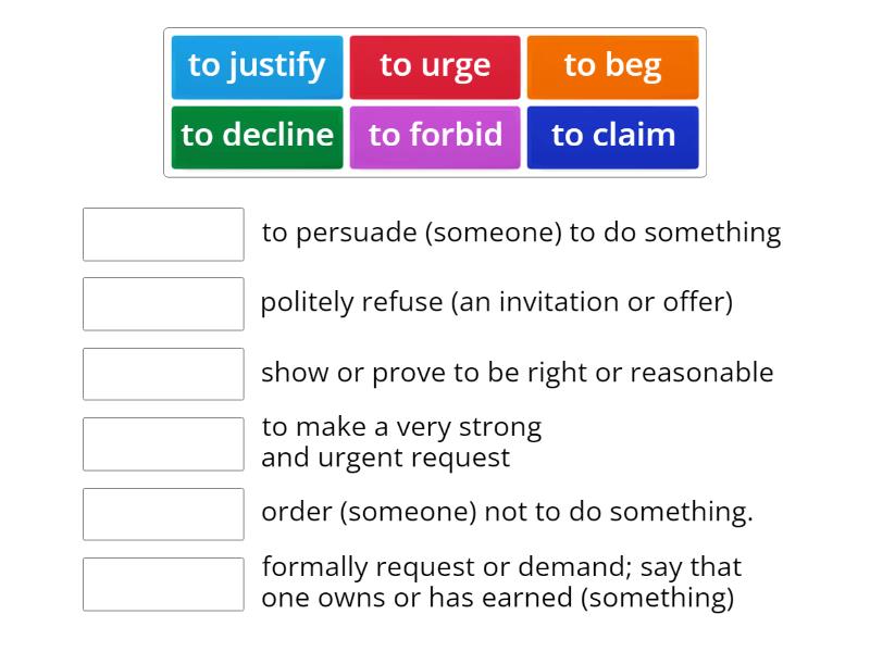 RM B2 - Unit 6B reporting verbs - Match up