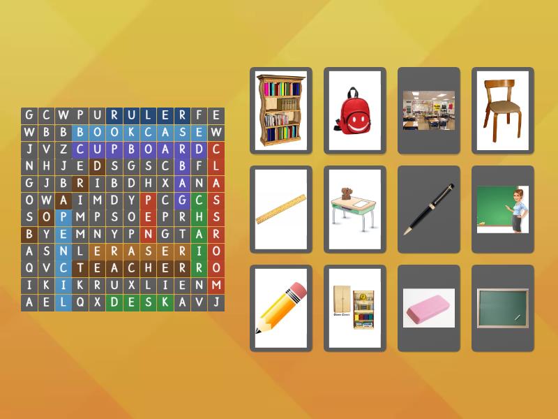 school supplies - Sopa de letras