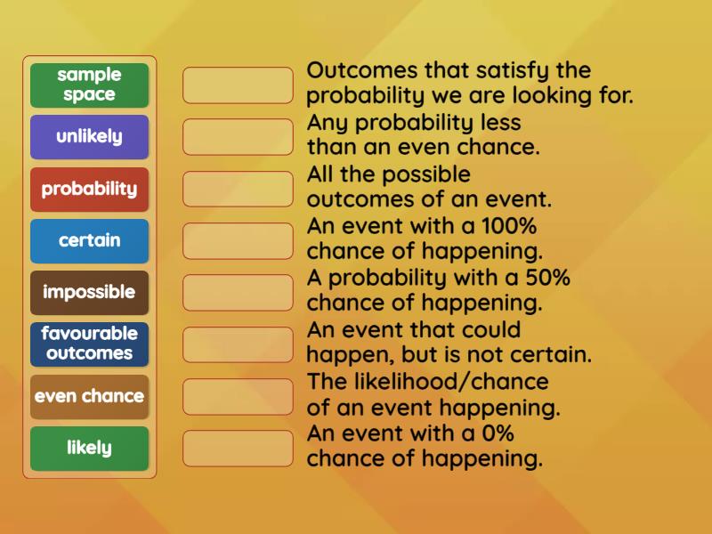 The laguage of Probability - Match up